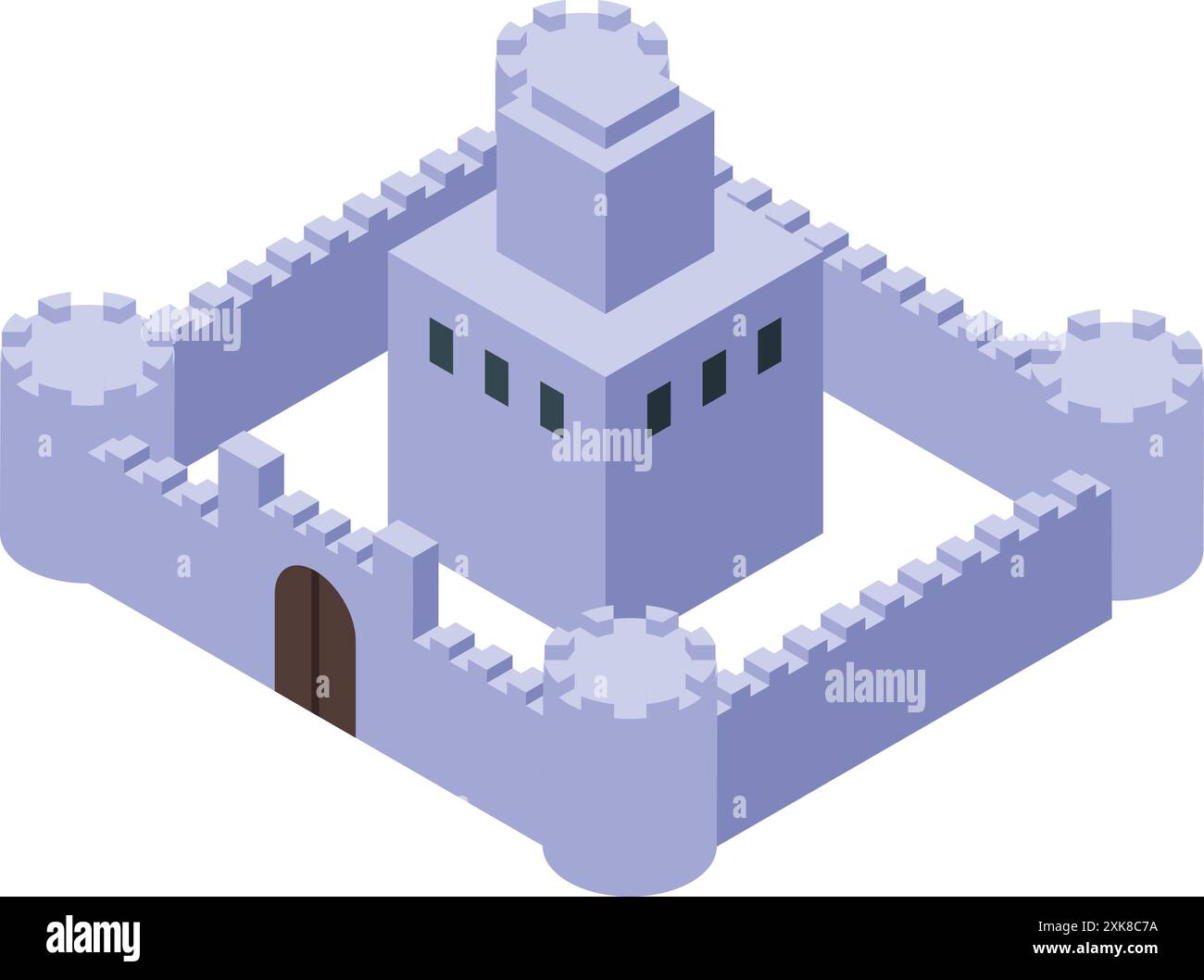 Low poly, isometric illustration of a medieval fortress with towering ...