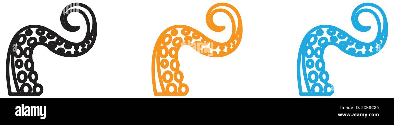 Tentacles octopus icon vector logo set collection or bundle pack group ...