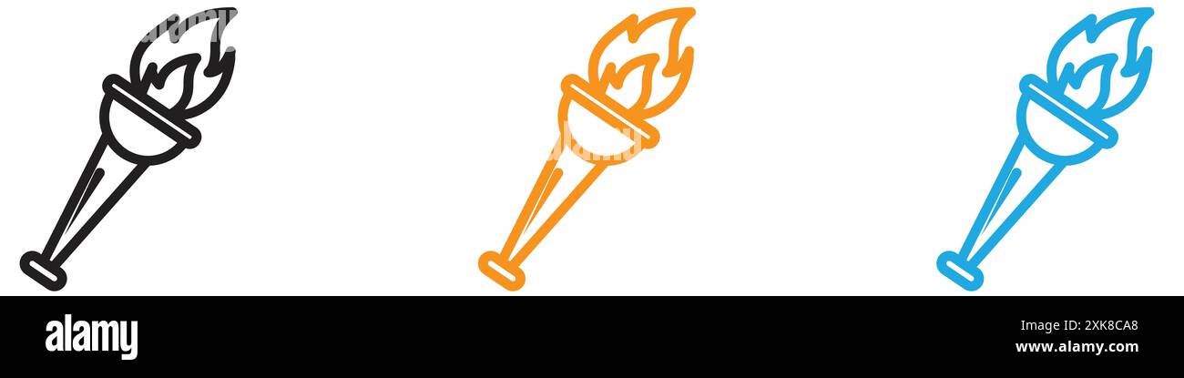 Torch flame icon vector logo set collection or bundle pack group Stock ...