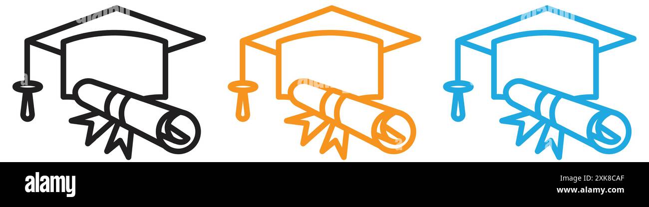 University, college degree icon vector logo set collection or bundle ...