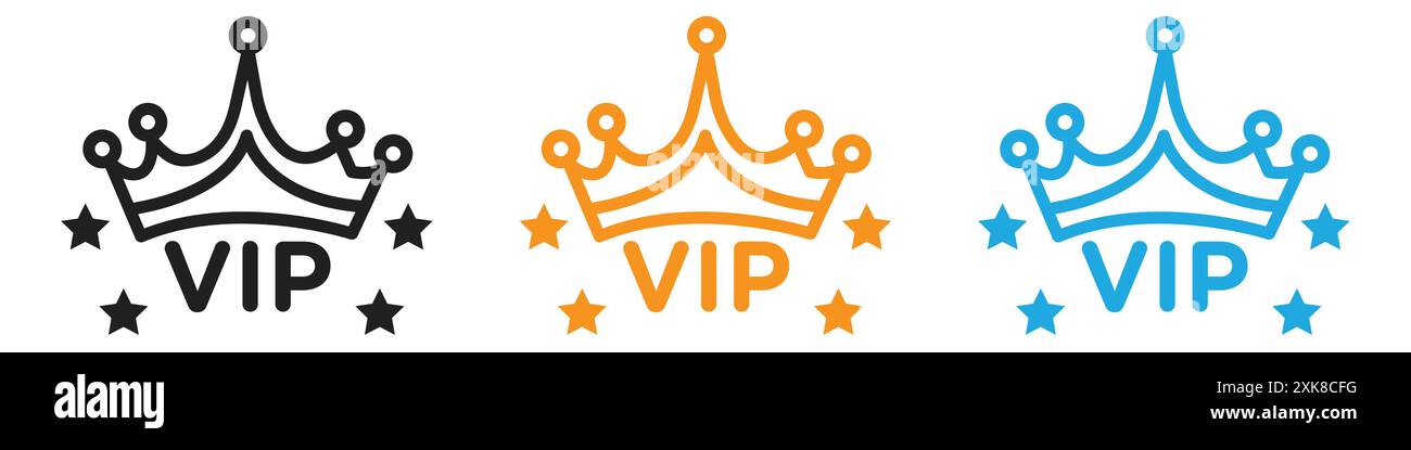 Vip text with crown icon vector logo set collection or bundle pack ...