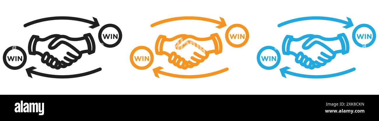 Win-win business deal icon vector logo set collection or bundle pack ...