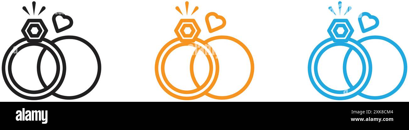 Wedding ring icon vector logo set collection or bundle pack group Stock ...