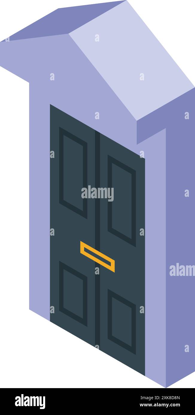 Double door building entrance with a small roof above it, rendered in ...