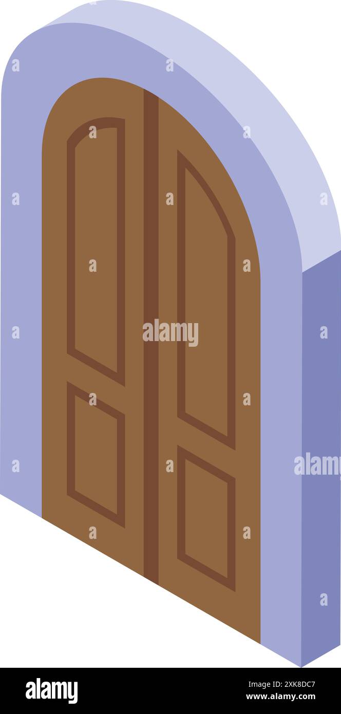 Arched double wooden door is standing open, inviting you to step inside ...