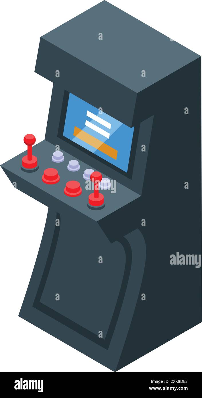 Arcade game machine with colorful buttons and joysticks is waiting for a player Stock Vector ...