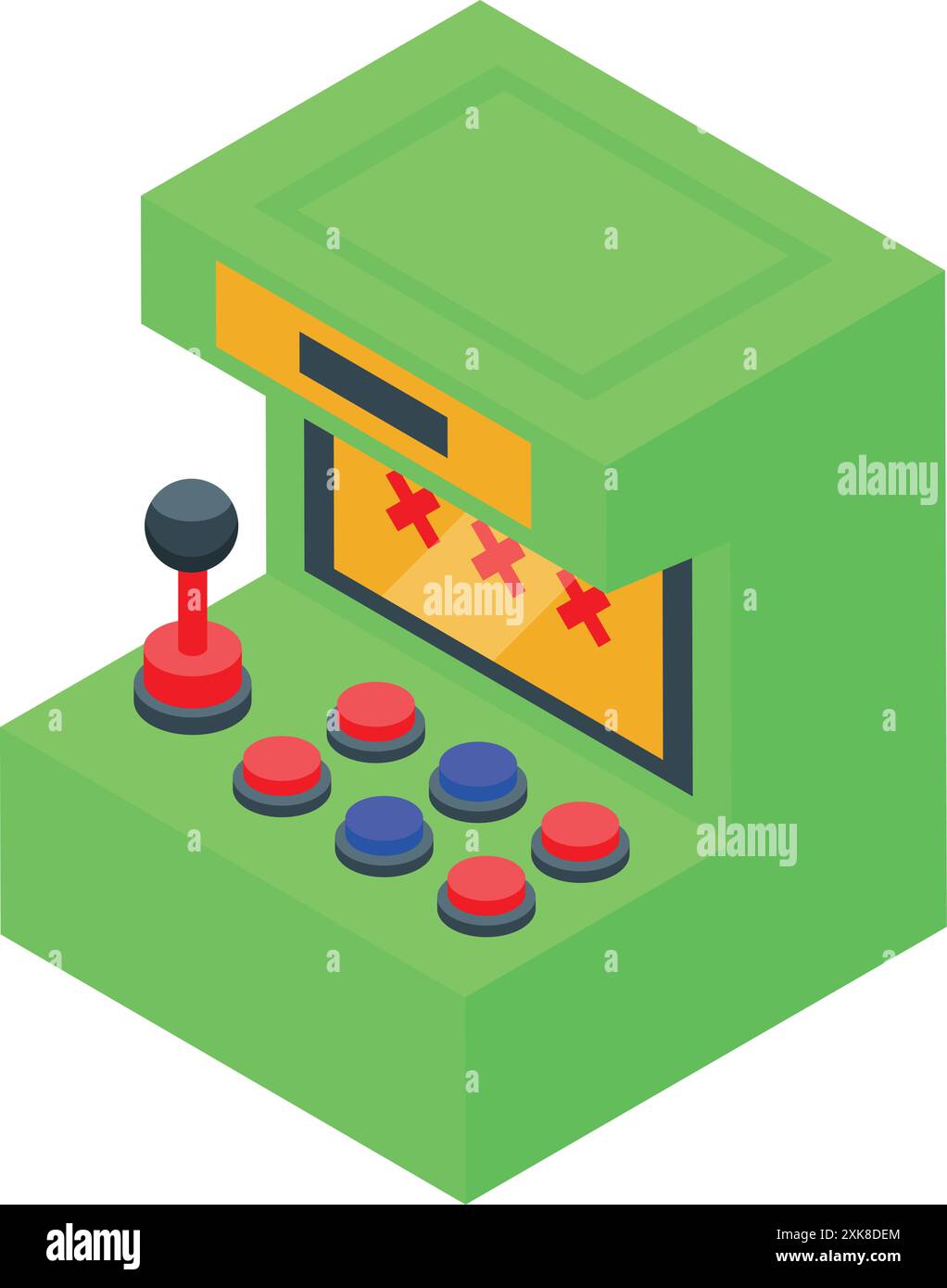 Green arcade game machine with joystick and buttons displaying game over screen Stock Vector ...