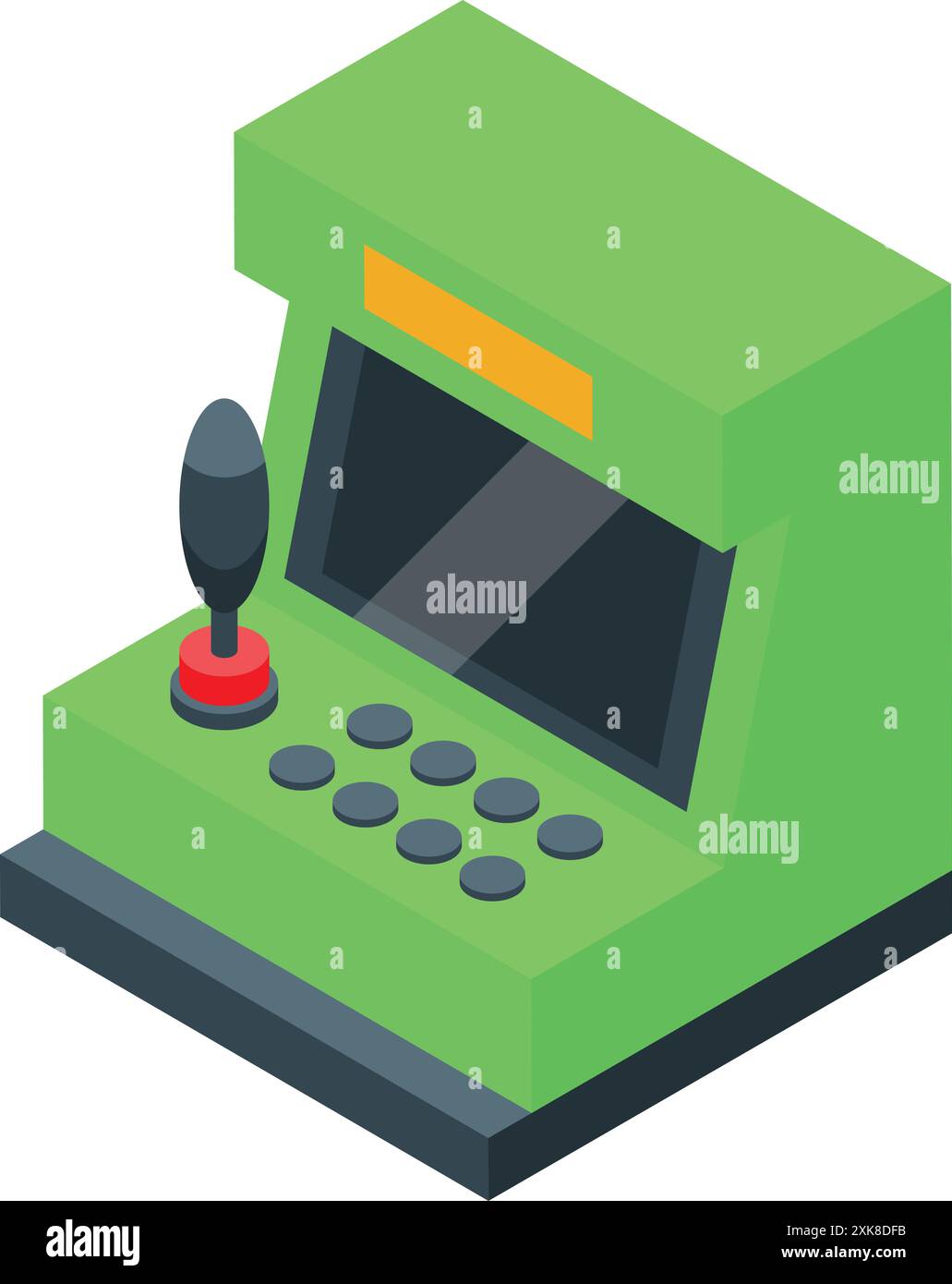 Green arcade game machine with joystick and buttons, standing on white background Stock Vector ...