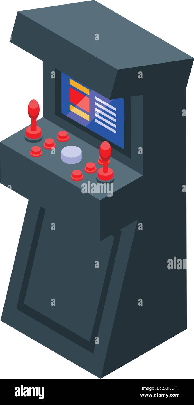 Classic arcade game machine with joysticks and buttons, providing entertainment Stock Vector ...