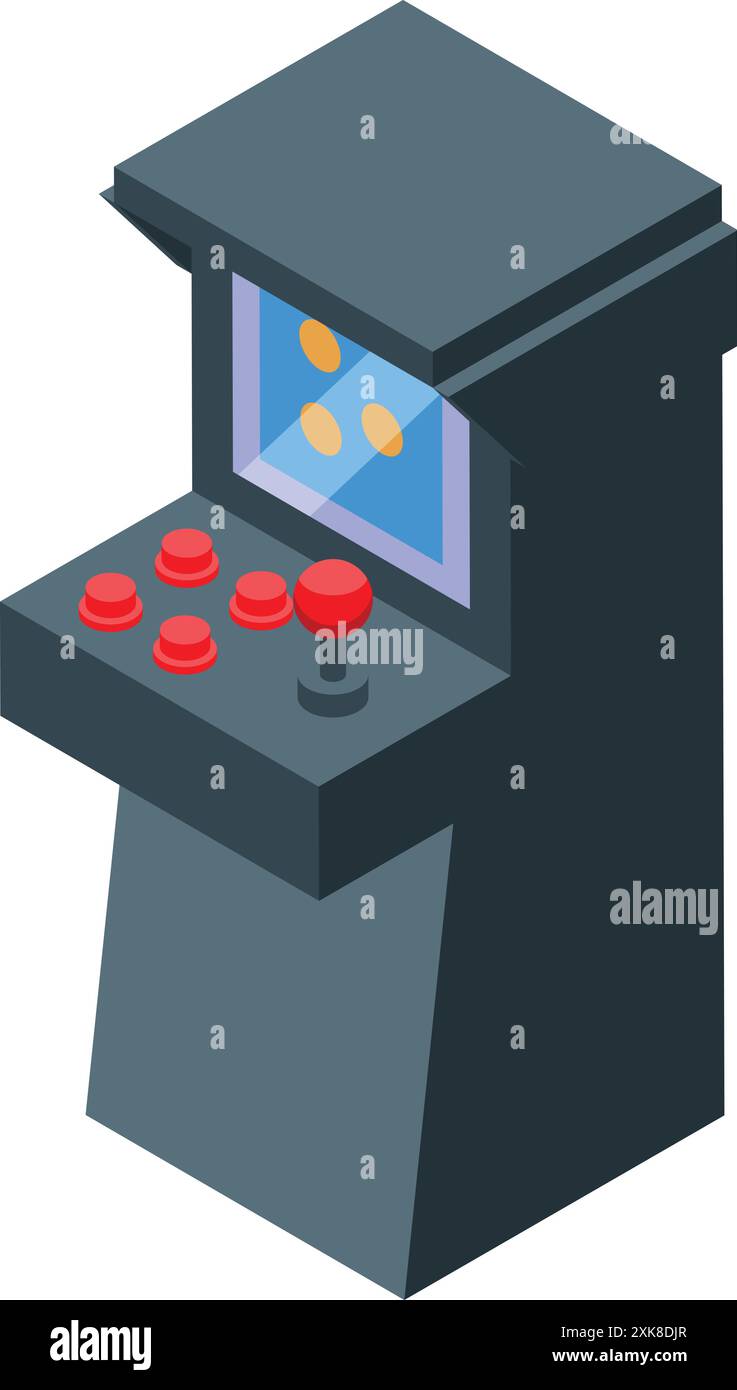 Arcade Game Machine Displaying Gaming Interface With Joystick And Buttons Stock Vector Image