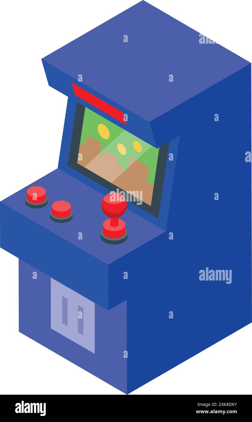 Blue arcade game machine displaying game over screen on a white background Stock Vector Image ...