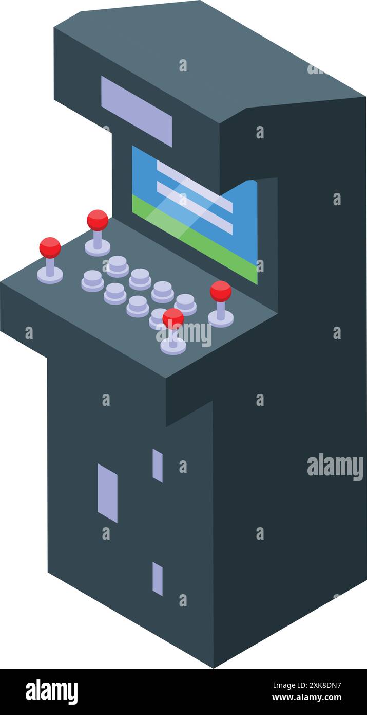 Arcade game machine displaying gaming interface with joysticks and buttons Stock Vector Image ...