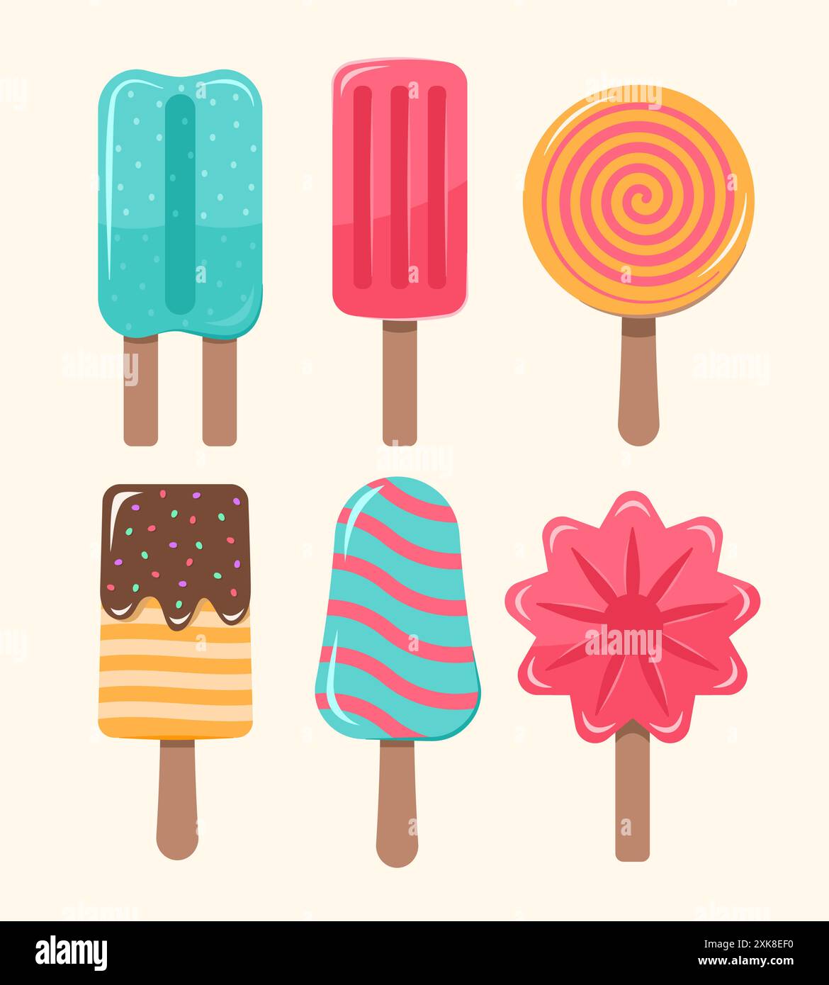 Set of Colorful Ice Creams and Popsicle for Sweet and Dessert Concept ...