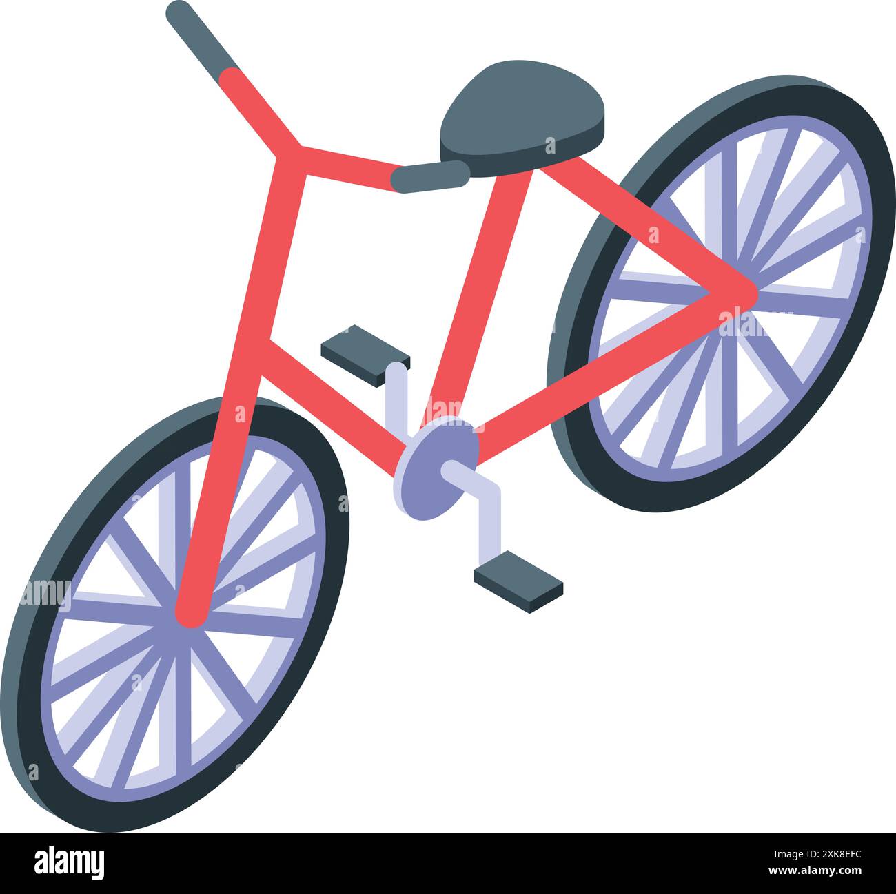 Red bike standing with wheels and pedals isometric view isolated on white background Stock ...