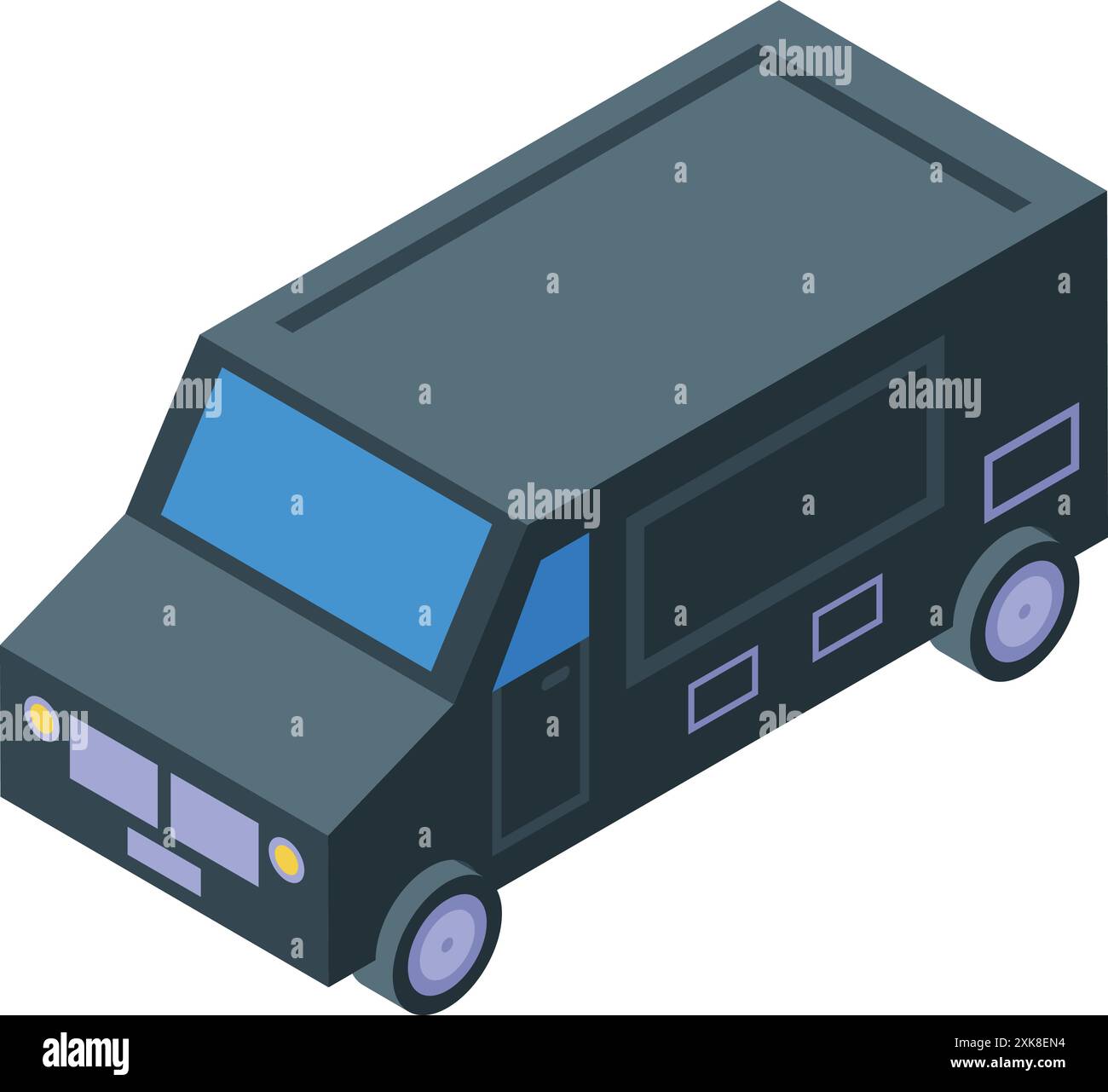 Black armored encashment van standing isometric view isolated on white ...