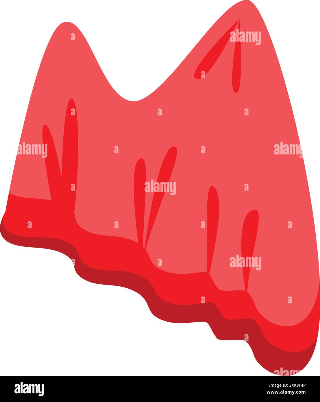 Red wavy fabric flowing in the wind like a magic cloak, isolated on a ...