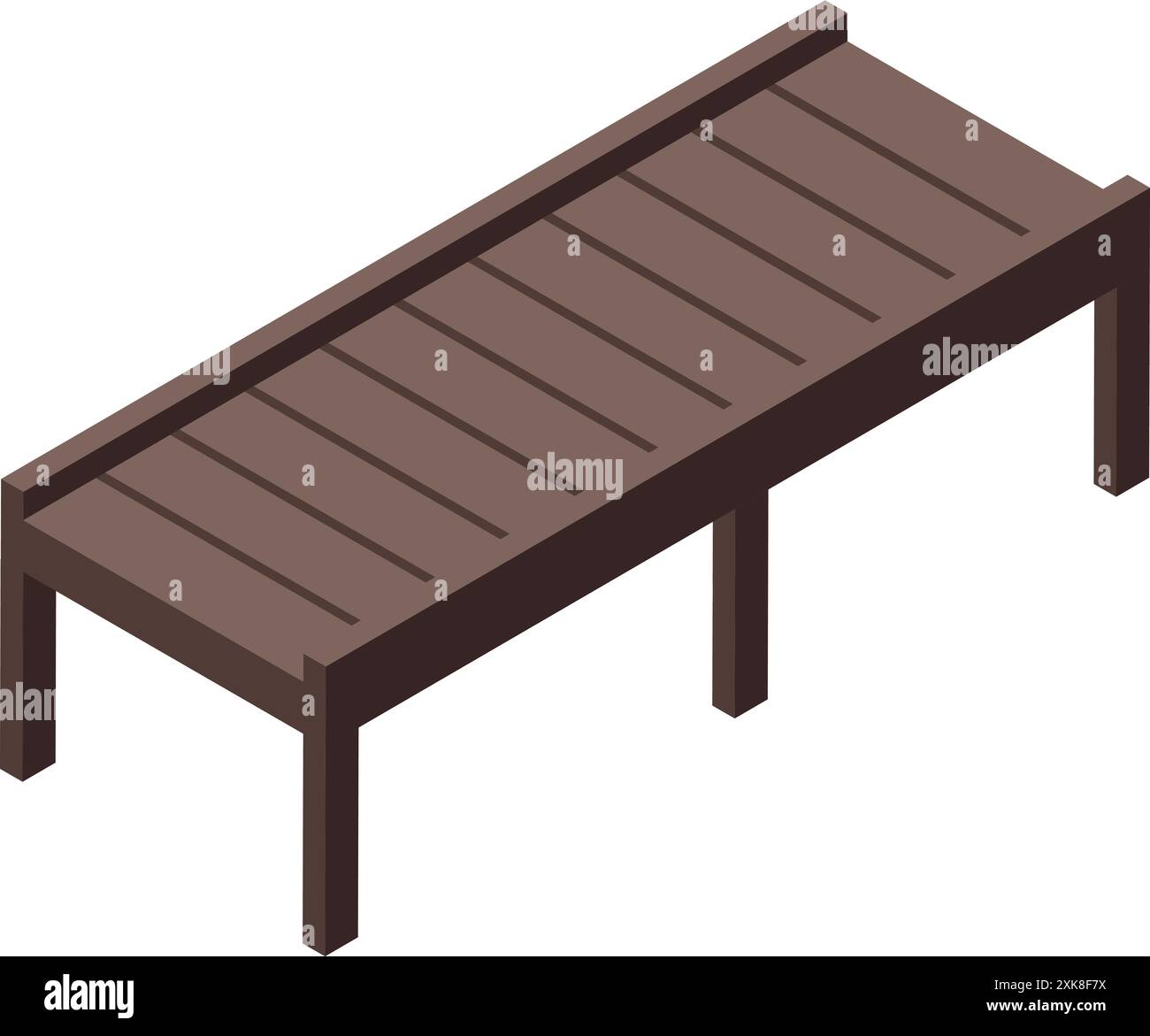 Isometric illustration of a wooden platform standing on four legs ...