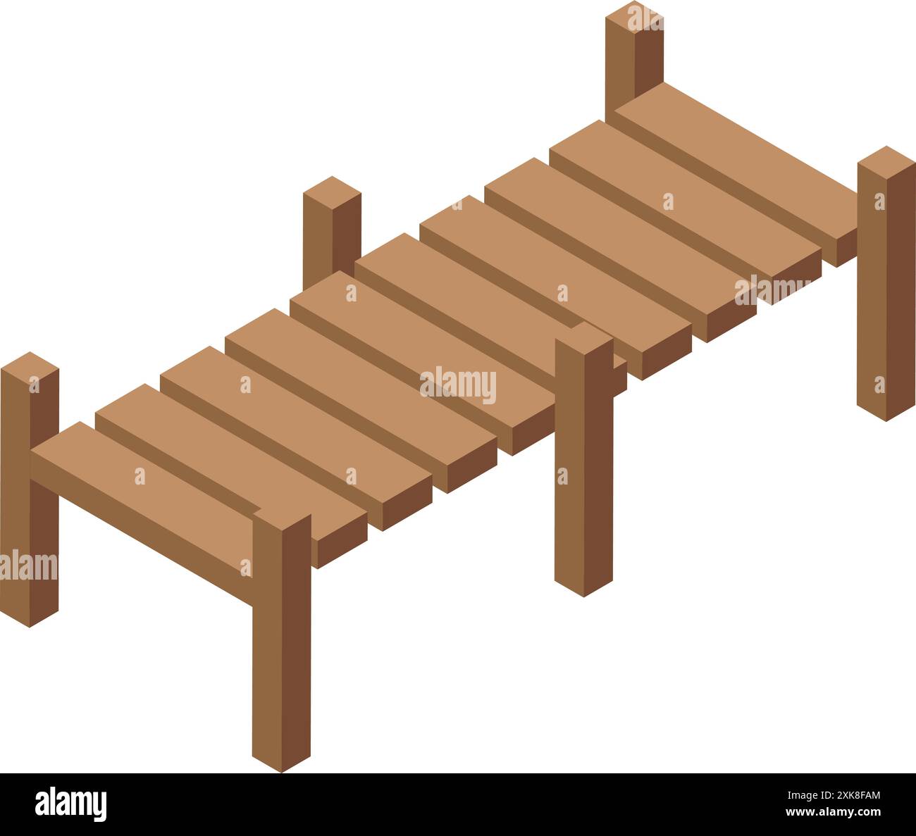 Simple wooden pier extending over water in isometric view Stock Vector ...