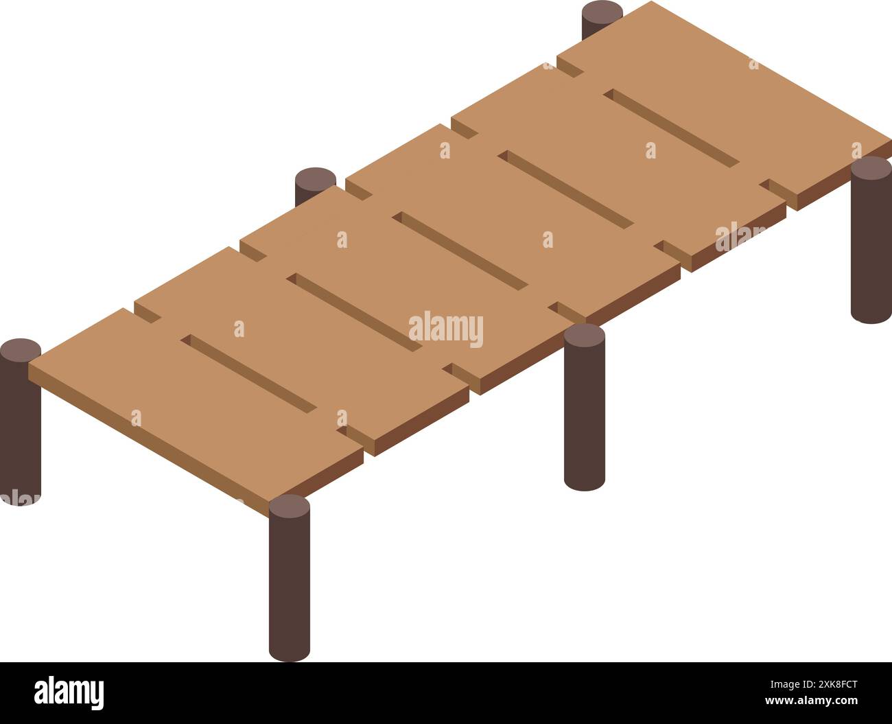 Simple wooden pier standing on water in isometric projection Stock ...
