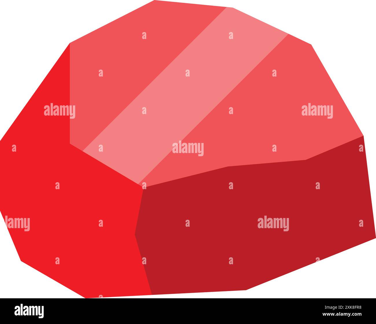Red geometric shape representing a precious stone with flat facets ...
