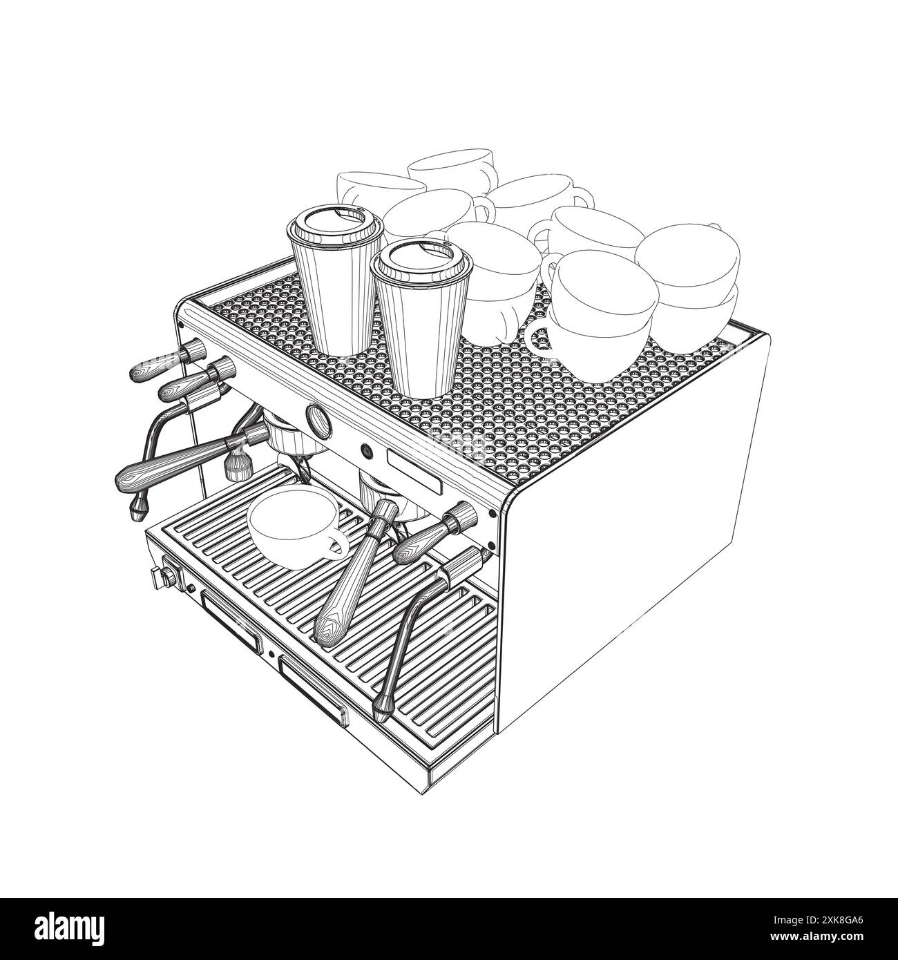 Coffee machine vector line illustration. Coffee maker line art vector ...