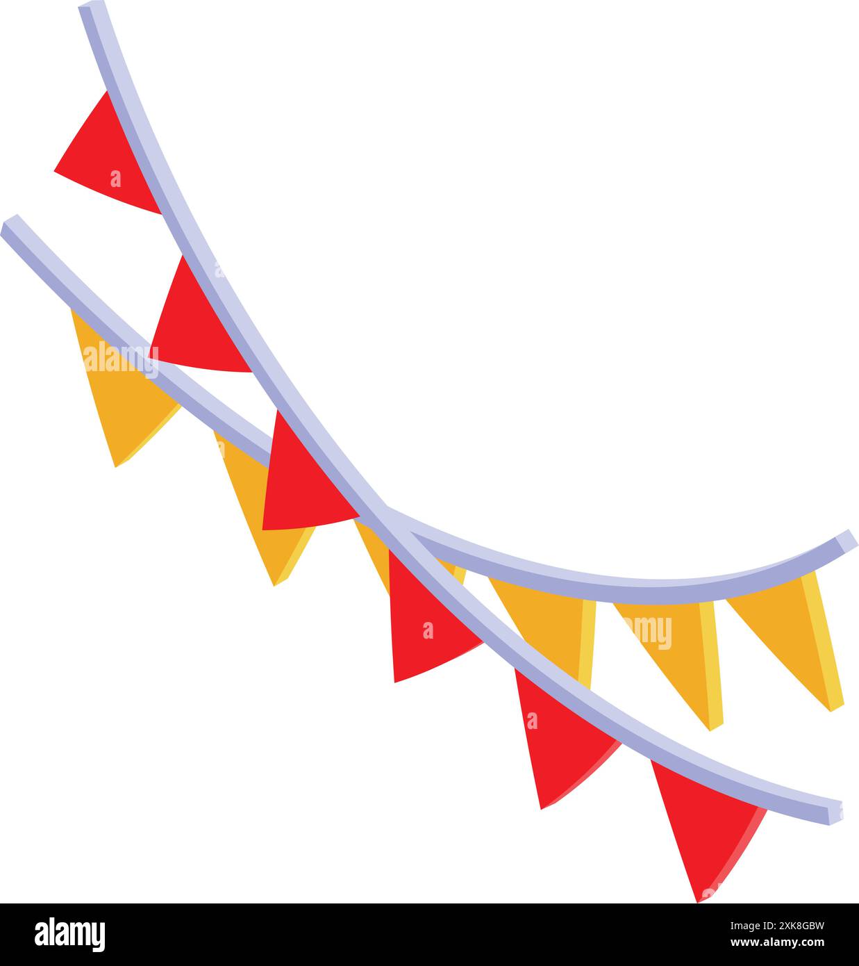 Colorful triangle flags hanging on a string are creating a festive ...