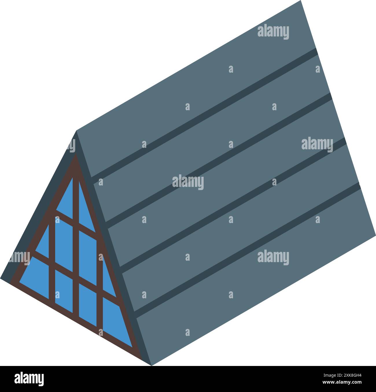 Modern house roof with attic window isometric icon showing construction ...
