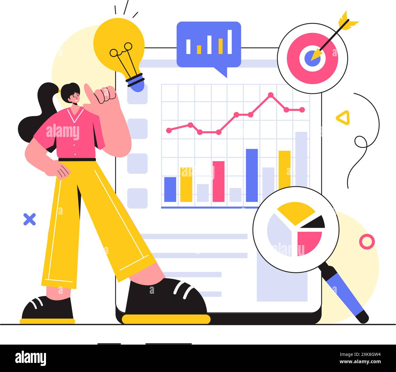 Market Research and Analysis Vector Illustration with Team Management ...