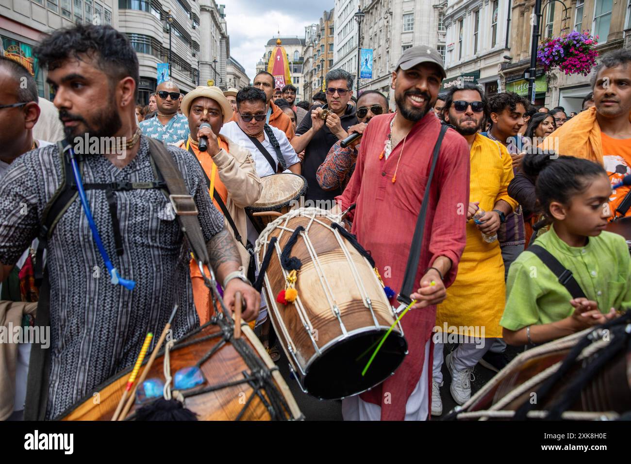 London, UK. 21st July, 2024. A band plays traditional Indian ...
