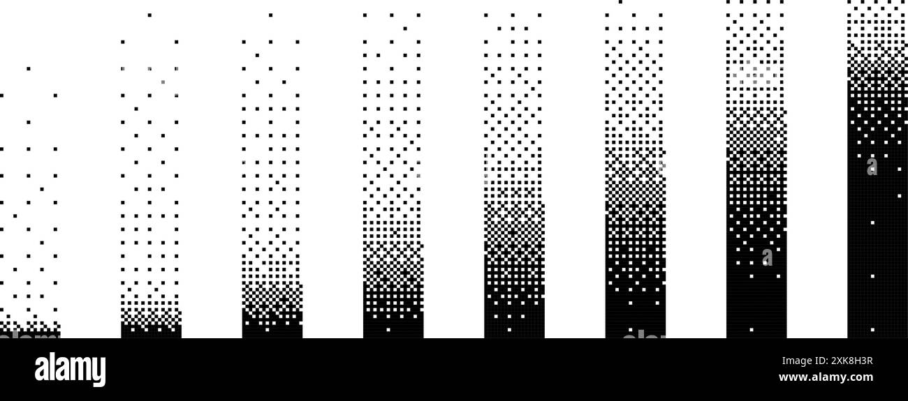 Halftone vertical gradient border set. Black long dotted frame or ...