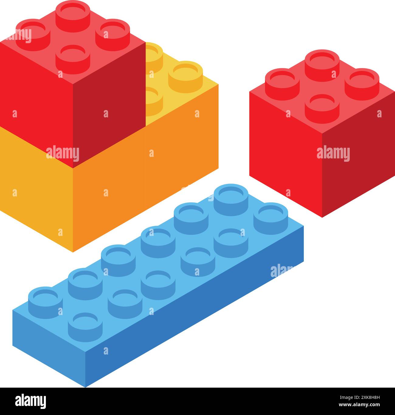 Colorful toy bricks forming a wall isometric illustration isolated on ...