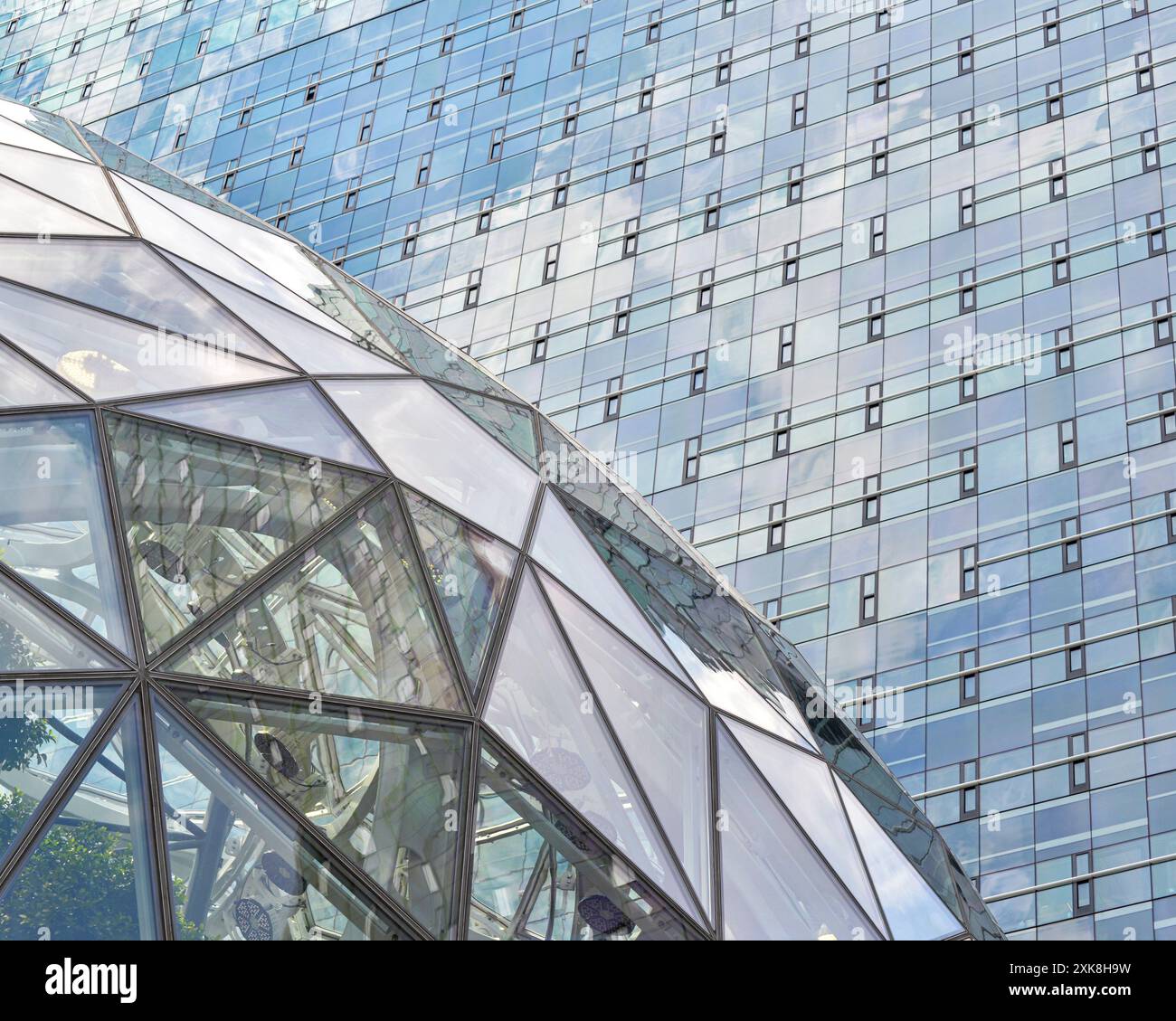 Abstract of Seattle buildings with the Amazon Sphere Stock Photo - Alamy