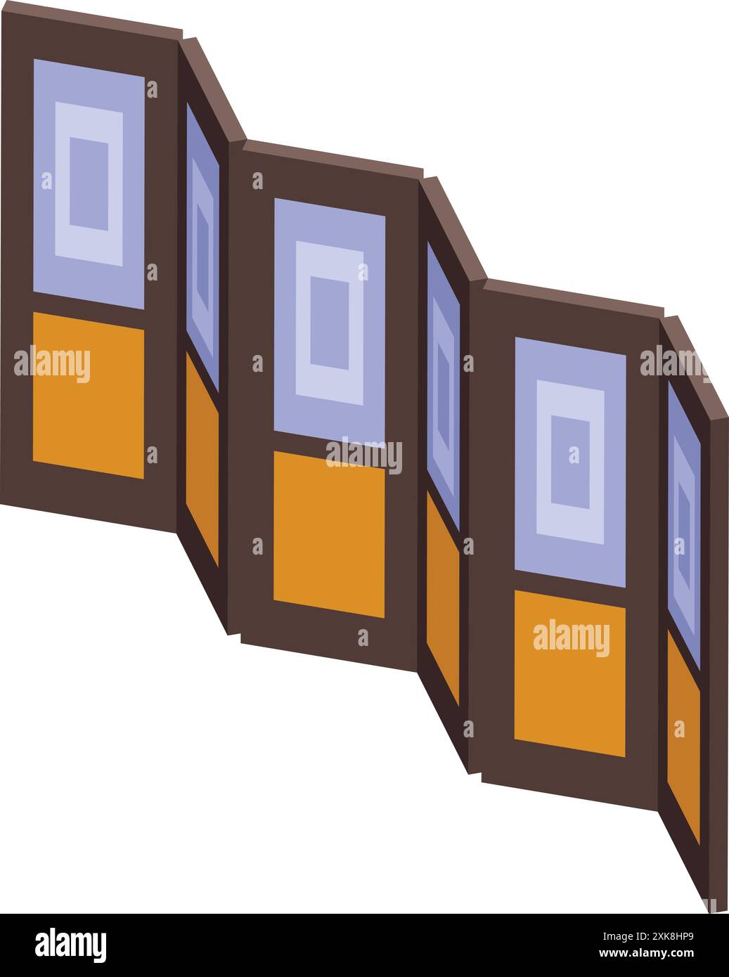 Room divider screen separating space in isometric view Stock Vector ...