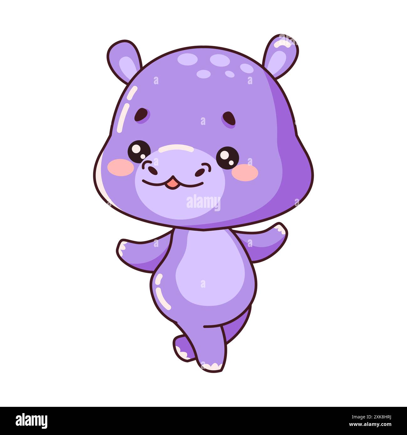 Elegant hippo dancing color vector illustration. Children party. Kawaii ...