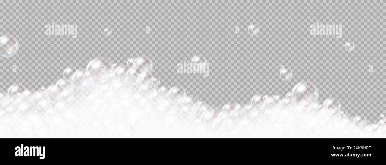 Floating bubble of soap foam realistic vector illustration. Cleaning ...