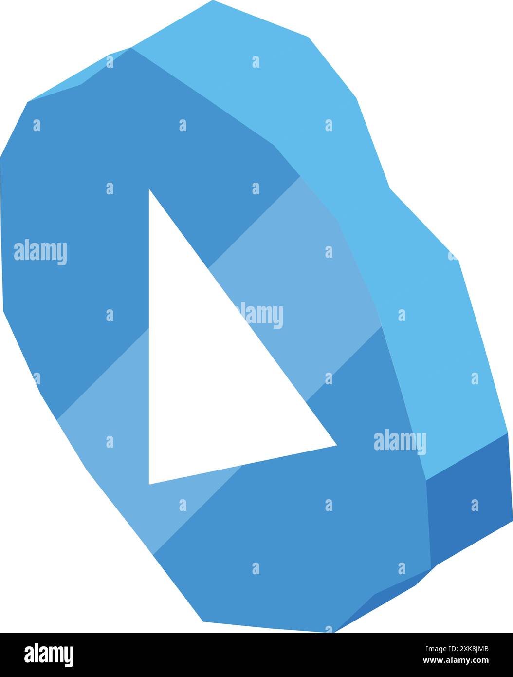 Blue play button icon with low poly design showing concept of ...