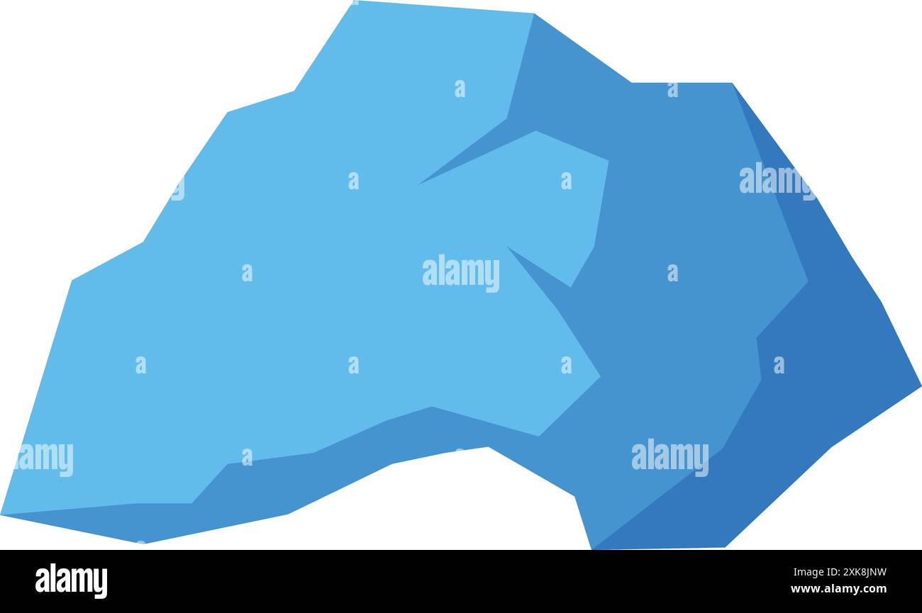 Blue geometric rock formation is floating on a white background Stock ...