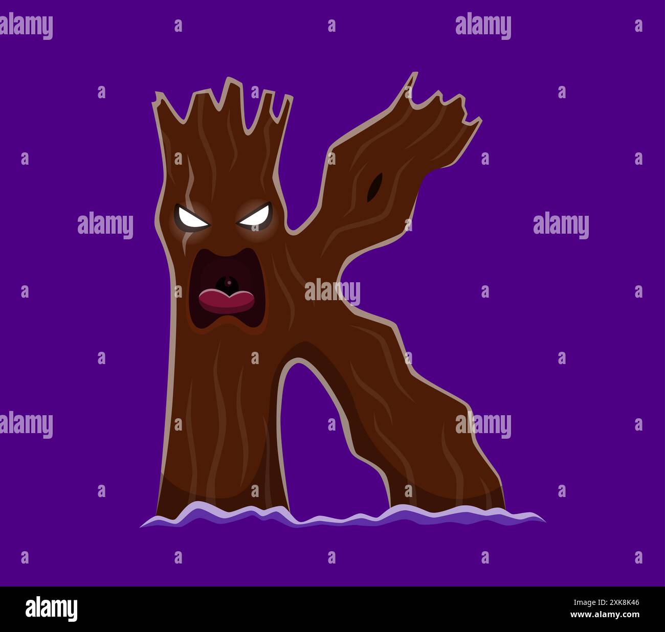 Halloween font, letter K as monster tree for horror cartoon alphabet ...