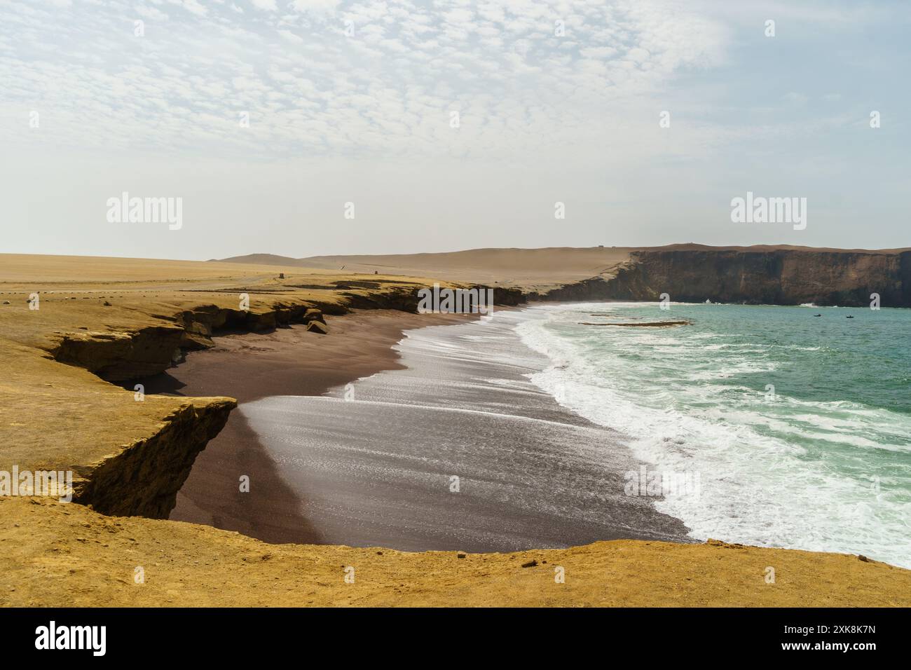 Paracas, Peru: View of the famous red sand beach, Playa Roja in spanish ...