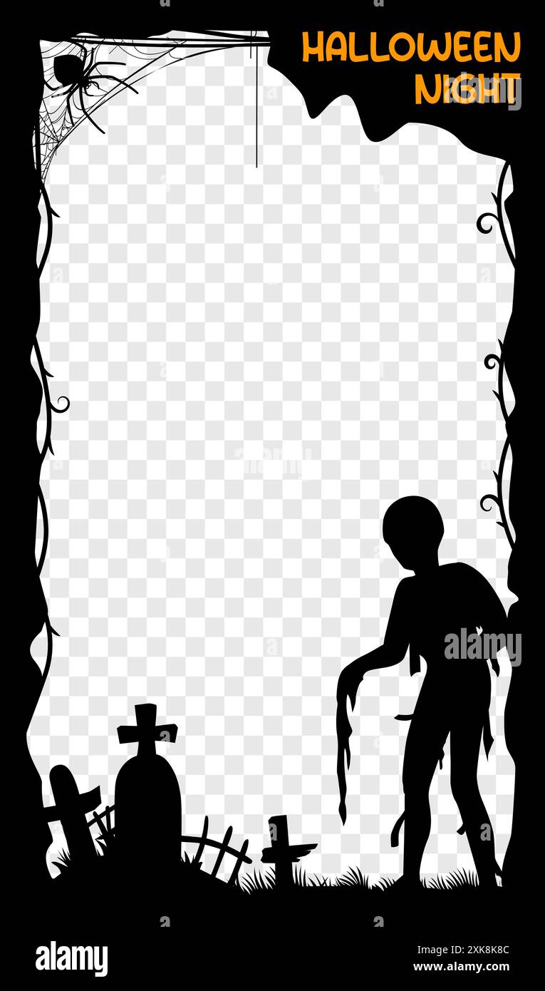 Halloween social media post frame template. Vector spooky rectangular ...