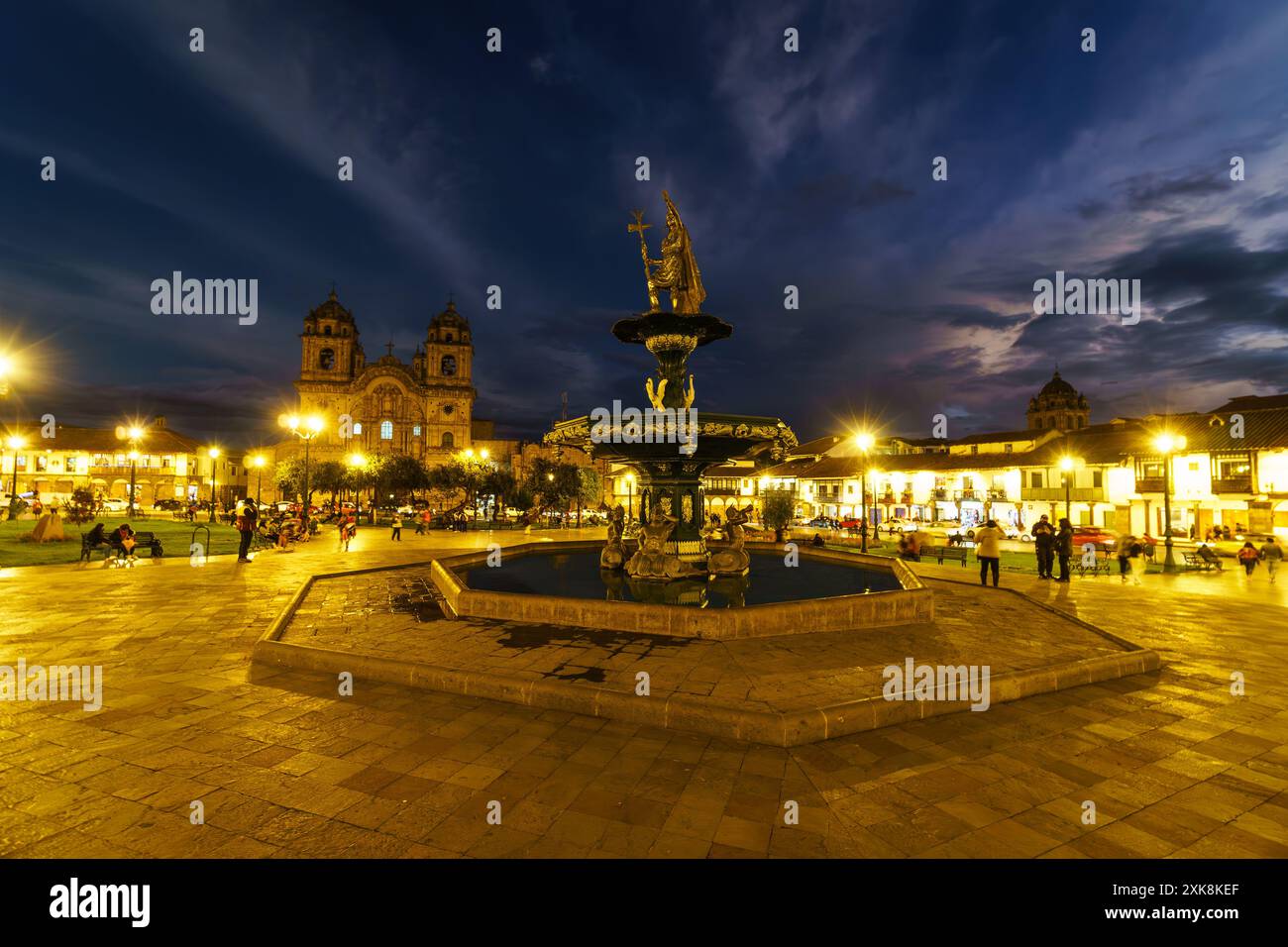 Cusco, Peru: Dramatic night view of the plaza de armas in Cusco ...