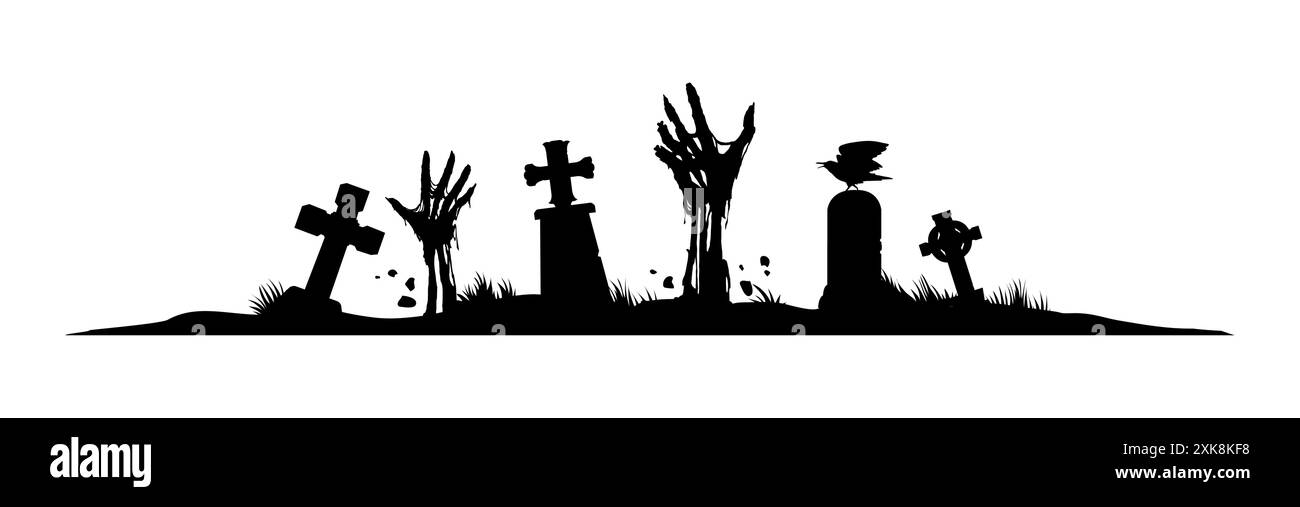Halloween black frame border and divider with zombie hands, for horror ...