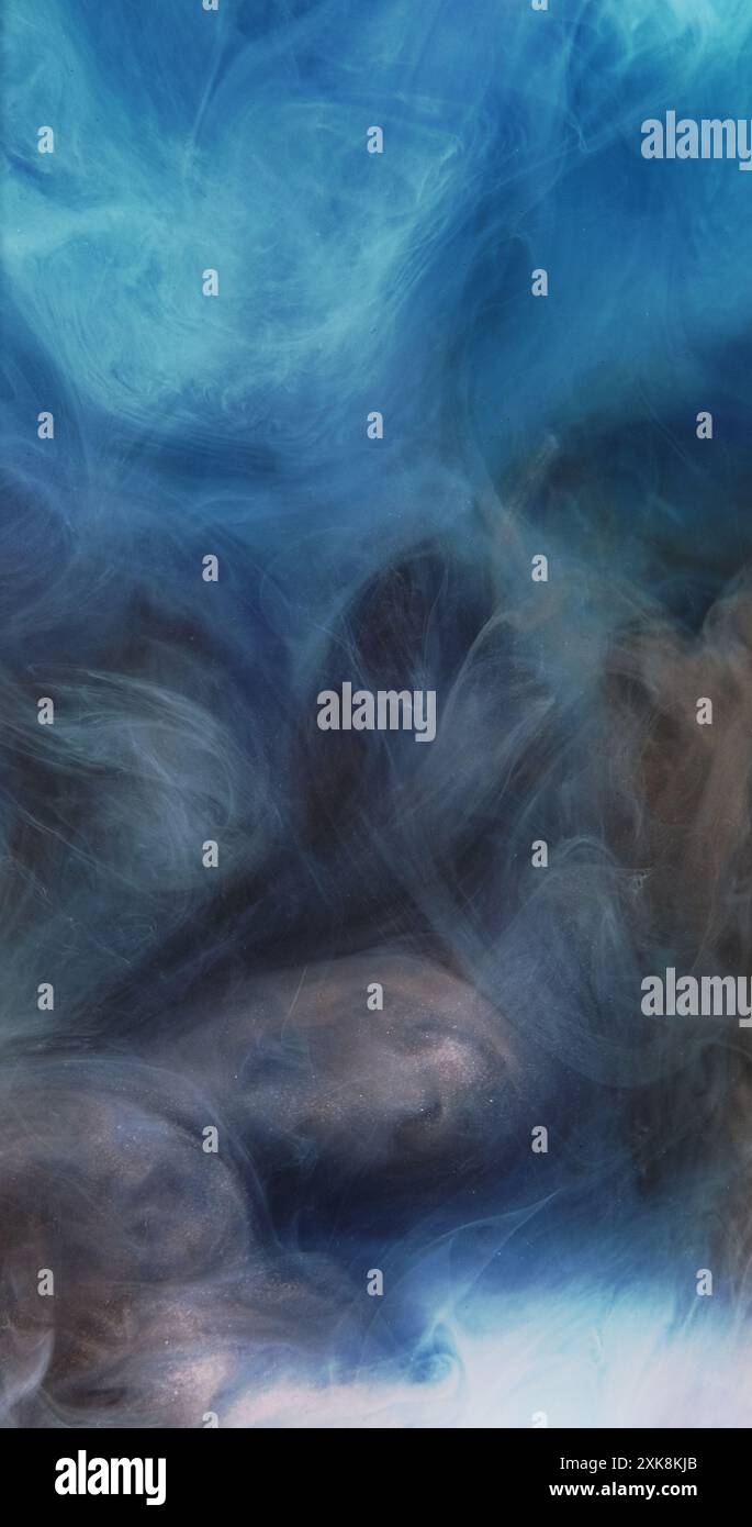 Shimmering cloud. Glitter smoke. Fantasy fog. Steam paint blue purple ...