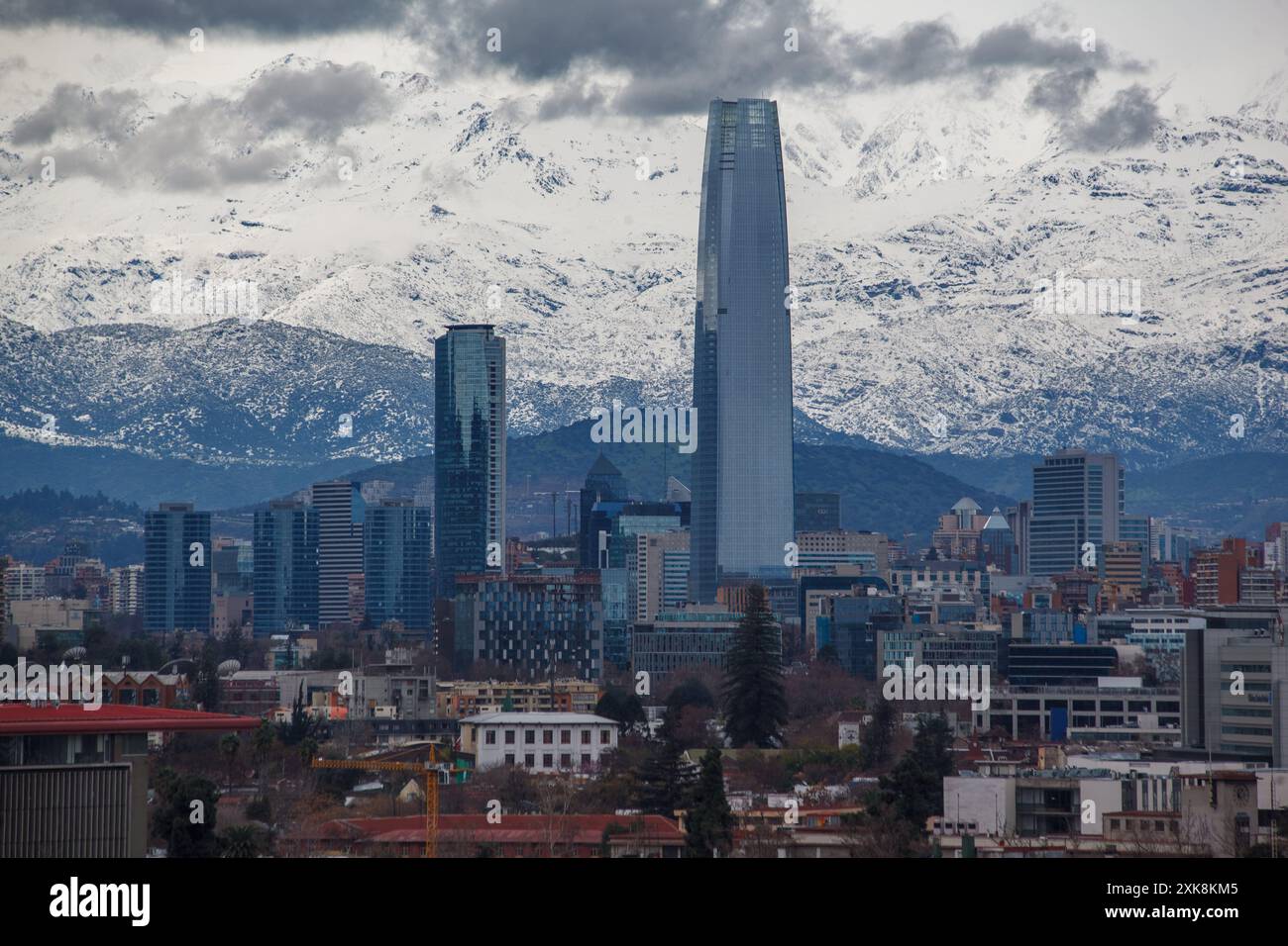 Gran Torre Costanera as seen from Cerro de Santa Lucia in the winter ...