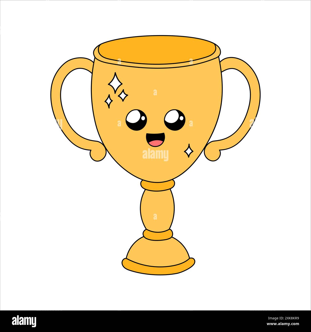 Cute winner cup vector doodle illustration. Golden prize, award for ...