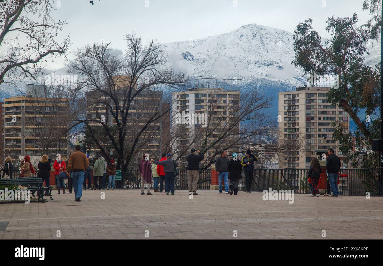 The view of the city from Cerro de Santa Lucia in the winter with the ...