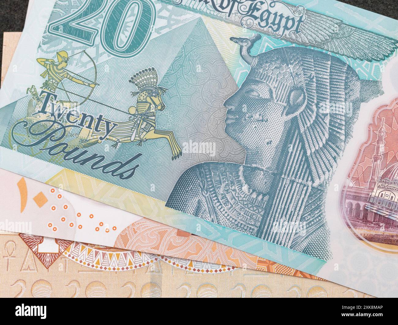 Closeup of an Egyptian ponds new polymer currency notes Stock Photo - Alamy