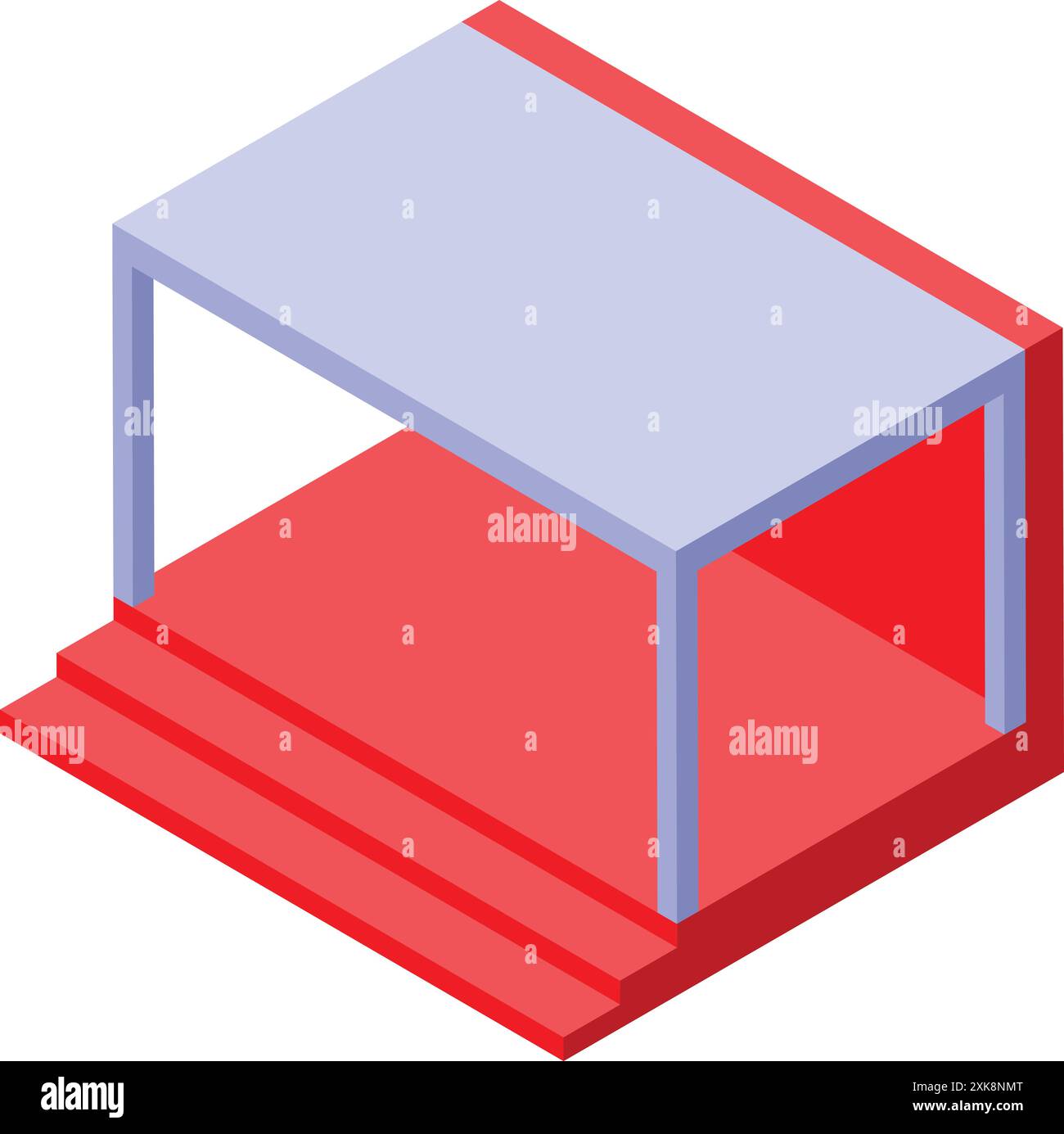 Modern outdoor stage with red carpet stairs being constructed for an ...