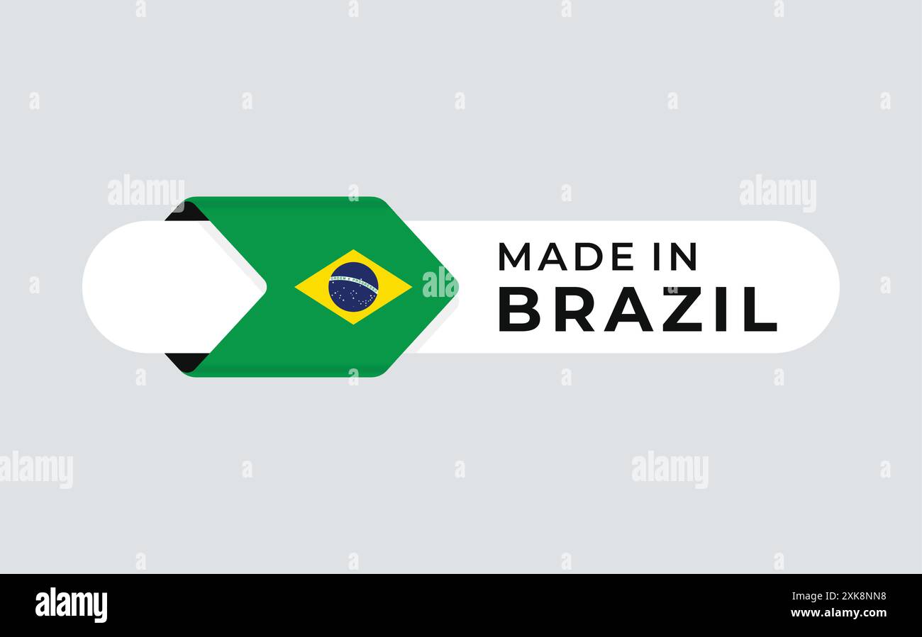 Made in Brazil vector label with arrow icon flag and round. for logo ...