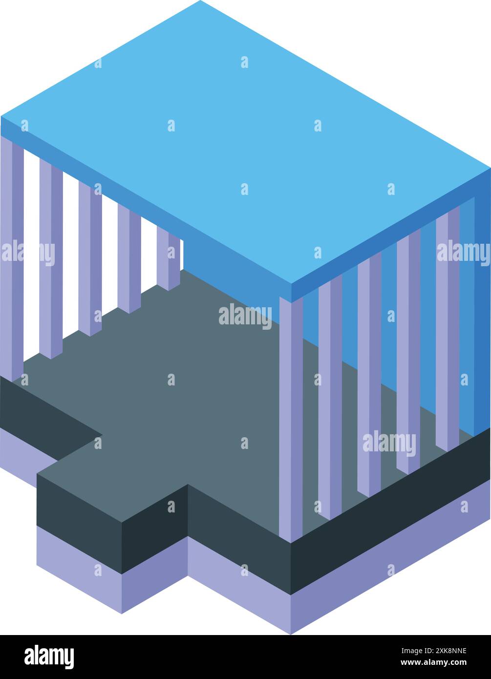 Isometric icon of a construction site foundation being built with metal ...